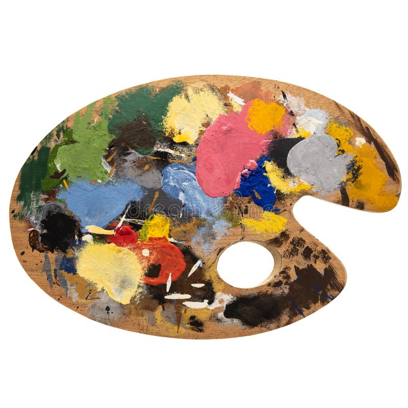 A Single Used Art Painter Palette Stock Photo - Image of wood, paint ...