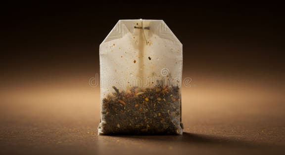Single Used Tea Bag on Brown Background Stock Illustration ...