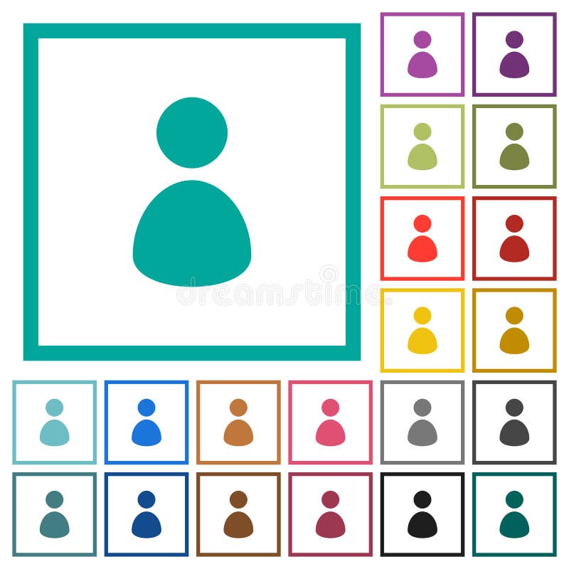 Single User Flat Color Icons with Quadrant Frames Stock Vector ...