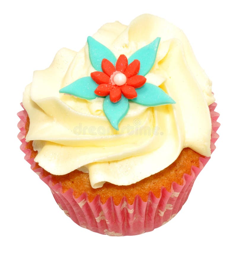 Single Vanilla Cupcake stock image. Image of decoration - 48953471