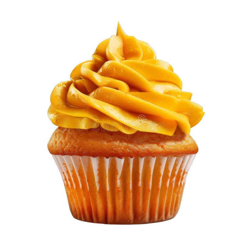 Single Vanilla Cupcake with Yellow Buttercream Frosting Stock Image ...