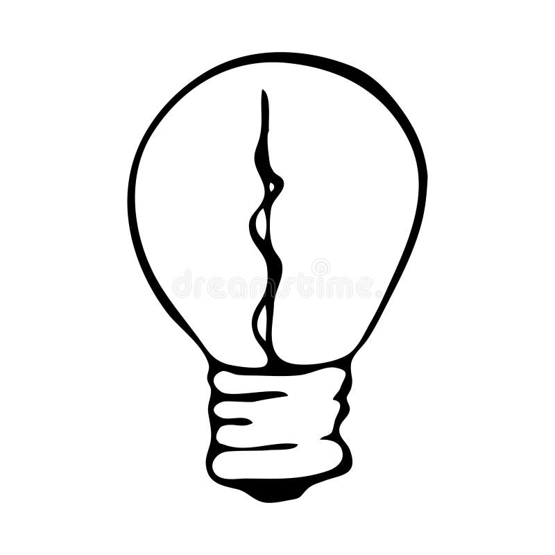 Single Vector Light Bulb, Doodle Line Art Stock Vector - Illustration ...