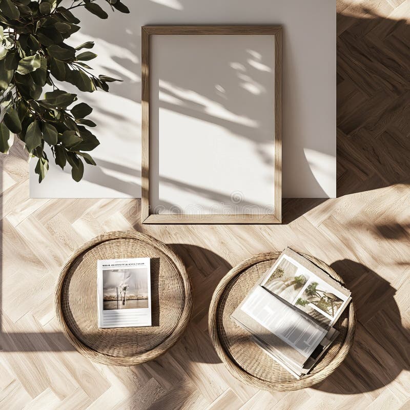 A Single Vertical ISO A1 Frame Mockup Placed on the Floor of a Living ...