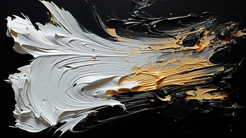 Single Vertical White Paint Stroke Thick Texture on Black Background ...