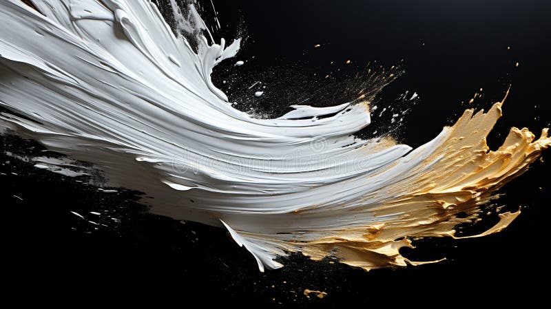 Single Vertical White Paint Stroke Thick Texture on Black Background ...