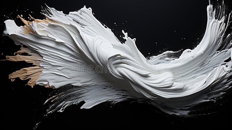 Single Vertical White Paint Stroke Thick Texture on Black Background ...