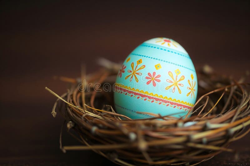 Single Vibrant Easter Egg with Minimal Decorative Patterns in a Simple ...