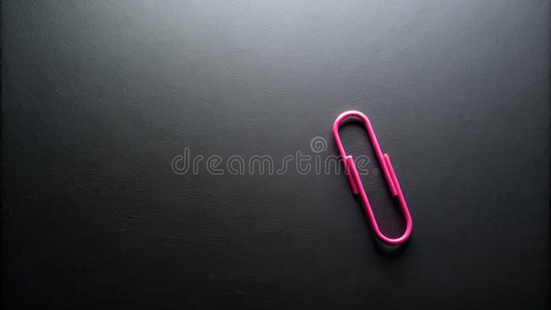 A Single Vibrant Pink Paperclip Rests on a Dark Textured Surface, a ...
