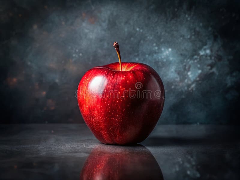 A Single Vibrant Red Apple Against a Dramatic Dark Background a Study ...