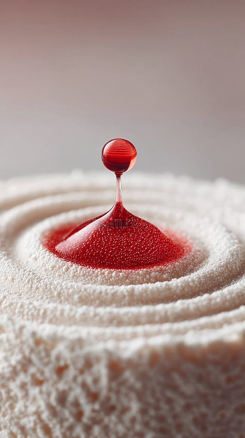 A Single, Vibrant Red Drop of Liquid Creates Mesmerizing Ripples on a ...