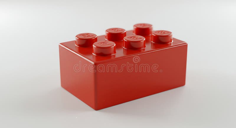Single Red Lego Brick on White Background Stock Illustration ...