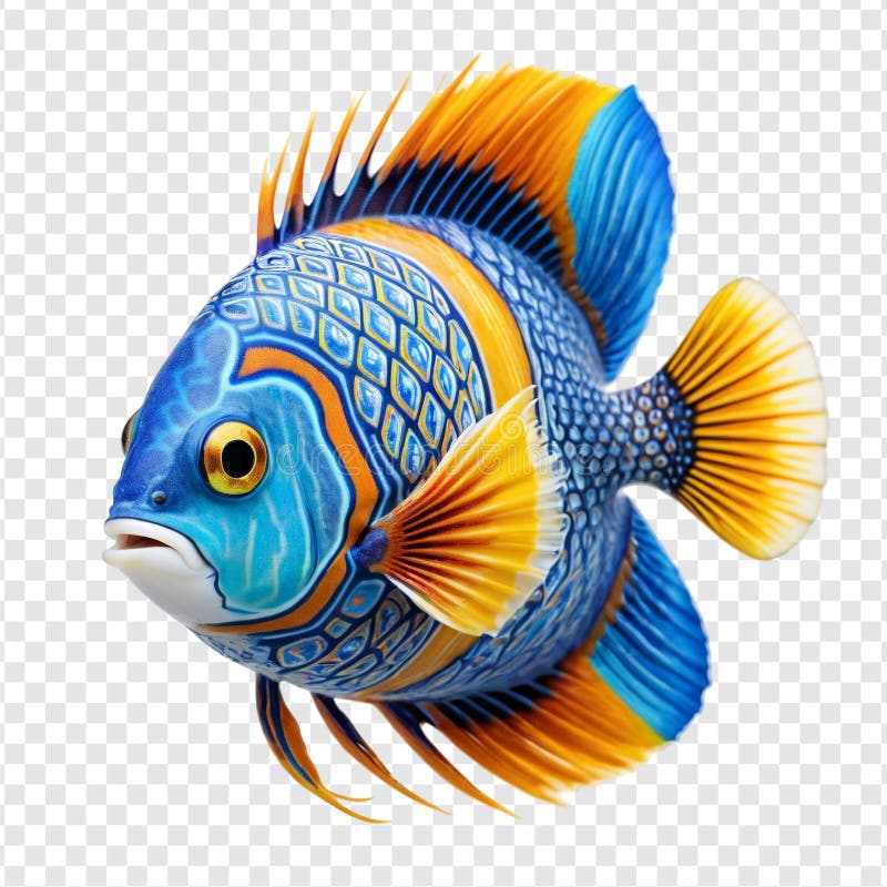 Vibrant Tropical Sea Fish with Bold Colors on Transparent Background ...
