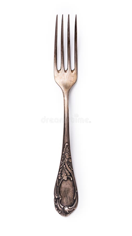 Single Vintage Silver Dessert Fork Stock Photo - Image of closeup, flat ...
