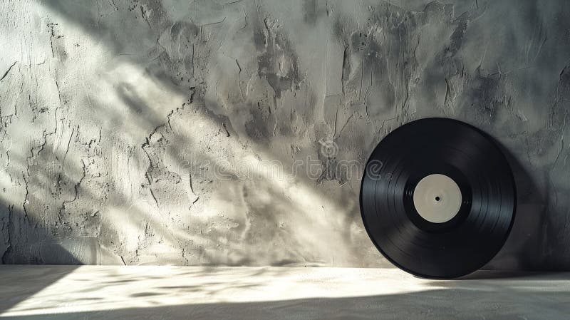 Single Vintage Vinyl Record Leaning Against Plain, White Textured Wall ...