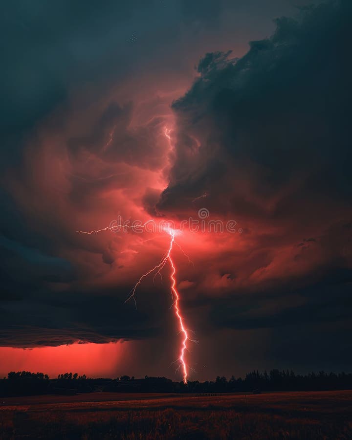 A Single Vivid Lightning Bolt Cleaving through the Evening Gloom ...