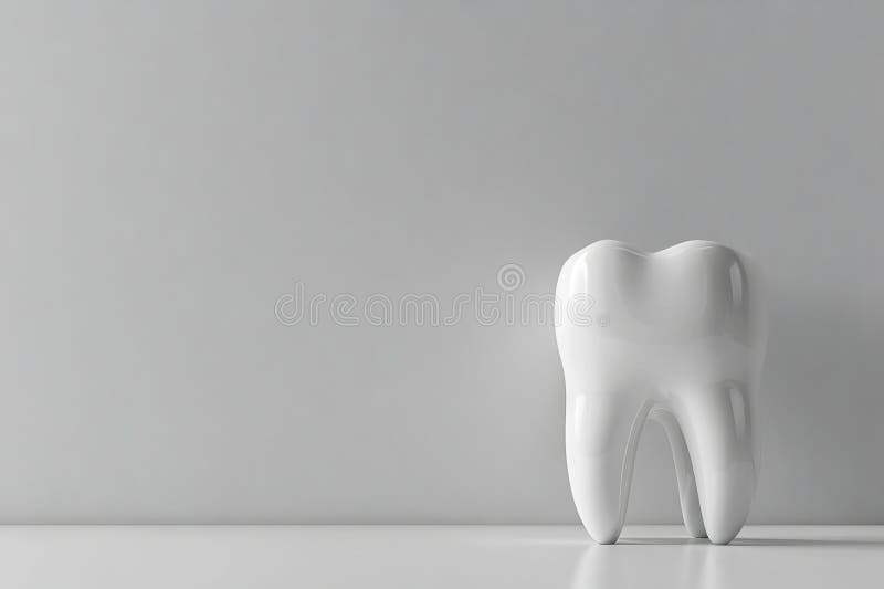A Single, Vividly Detailed White Tooth Rendered on a Plain White ...
