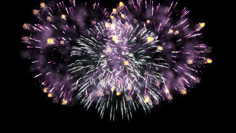 Single Volley of Fireworks on a Black Background Stock Video - Video of ...