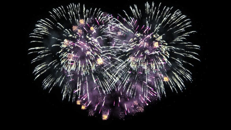 Single Volley of Fireworks on a Black Background Stock Video - Video of ...