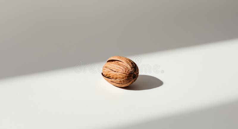A Single Walnut. Minimalist Still Life with Strong Lighting and Shadow ...
