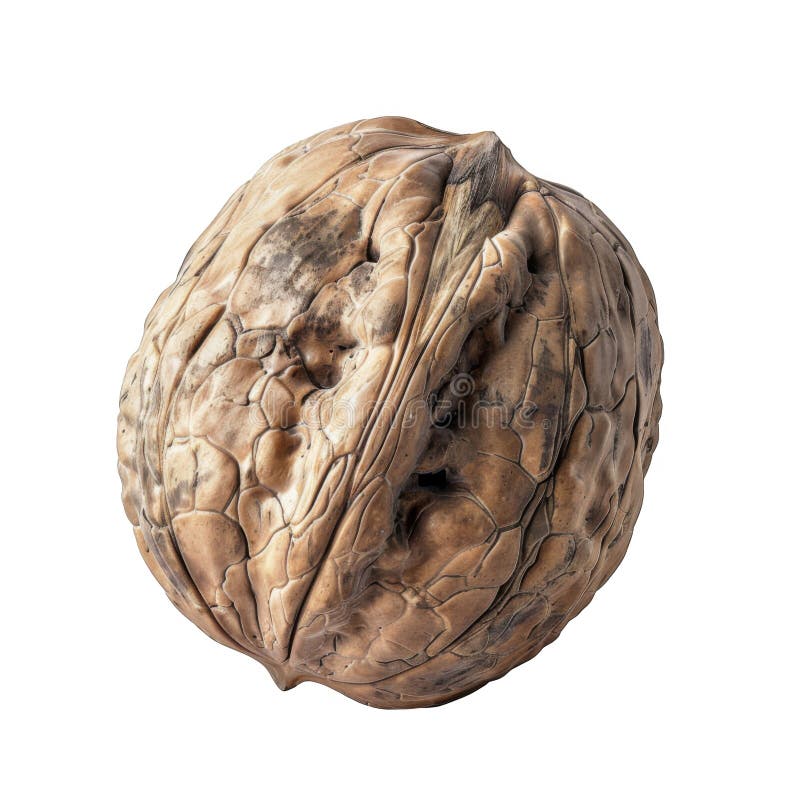 A Single Walnut Shell Isolated on a White Background Stock Illustration ...