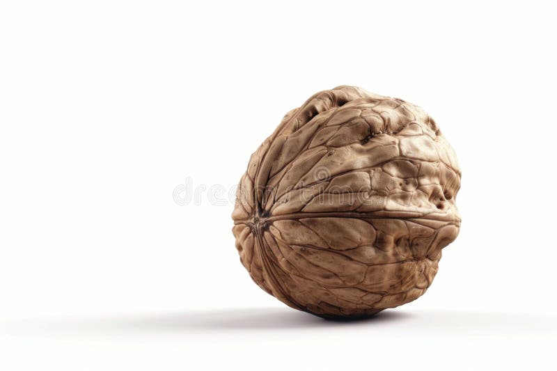 A Single Walnut Shell on a White Surface Stock Photo - Image of life ...