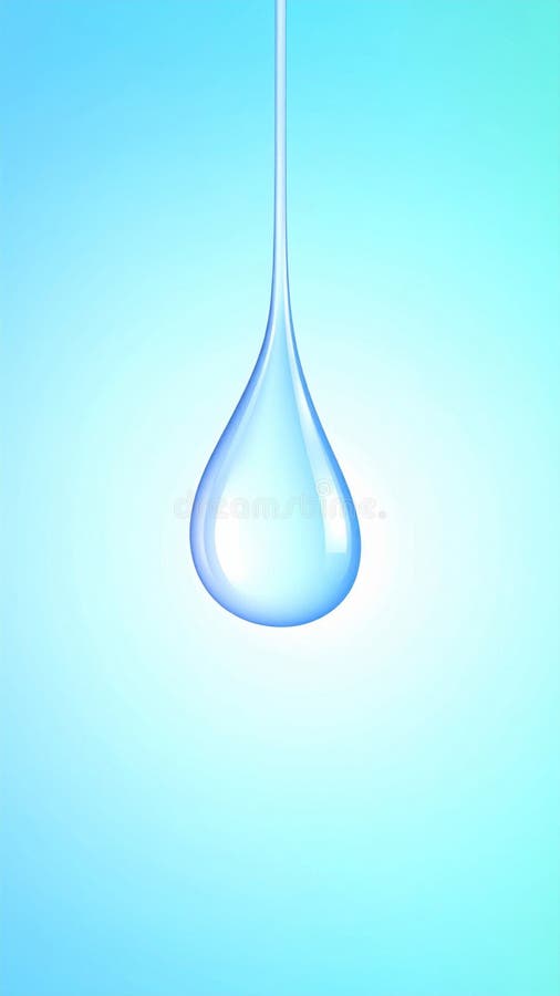 Single Water Drop on Blue Gradient Background Stock Illustration ...