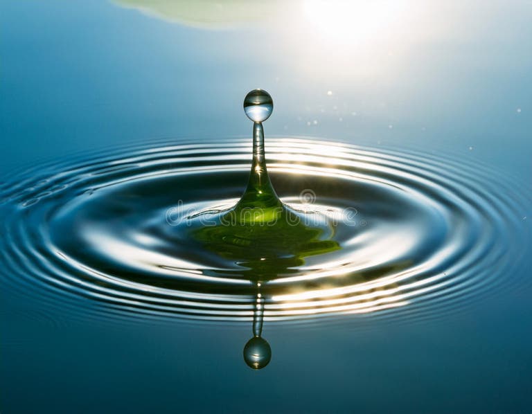 A Single Water Drop Causing a Ripple Effect in a Serene Pond Stock ...