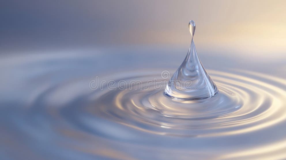 A Single Water Drop Creates Ripples in Still Water Stock Illustration ...