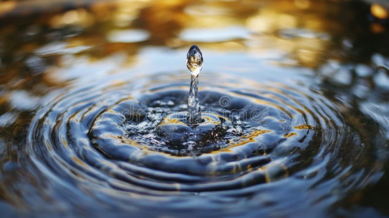 A Single Water Drop Creates Ripples in Still Water Stock Illustration ...