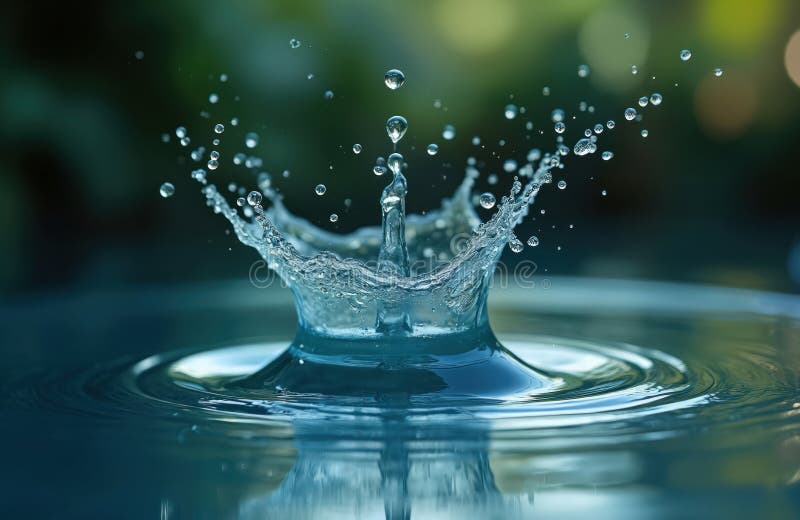 A Single Water Drop Creates Splash Hitting Pool. Water Droplet Impact ...