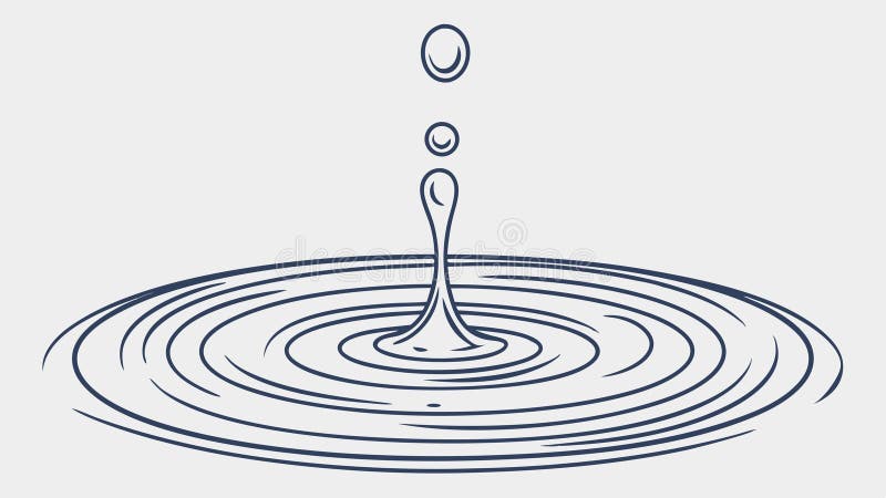 Single Water Drop Creating Ripples, Impact and Effect, Vector Design ...