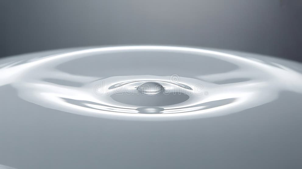 Single Water Drop Creating Ripples on a Smooth White Surface Liq Stock ...