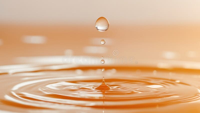 A Single Water Drop Falling into Calm Orange Water Stock Image - Image ...