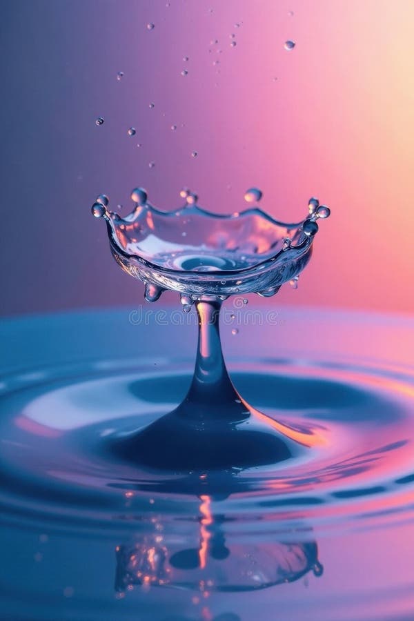 Single Water Drop Falling, Crown Splash, Surface Tension, Macro ...