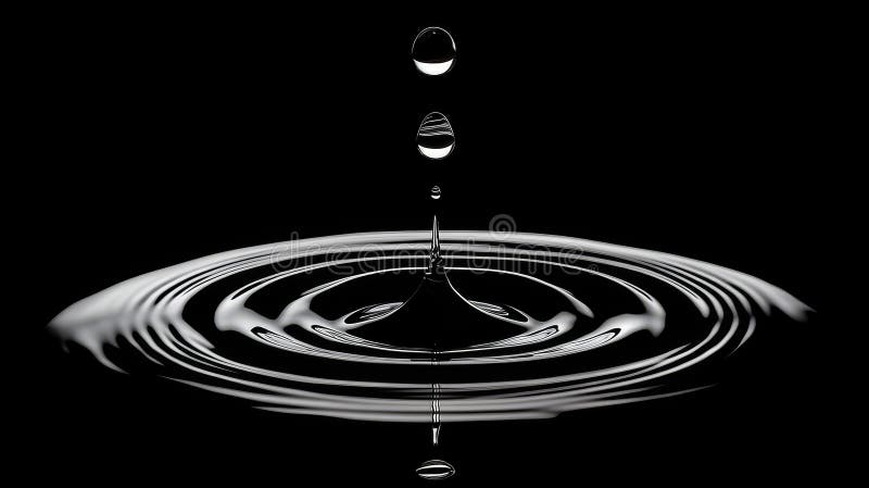 Water Drop Ripples on Black Background Abstract Photography a Single ...