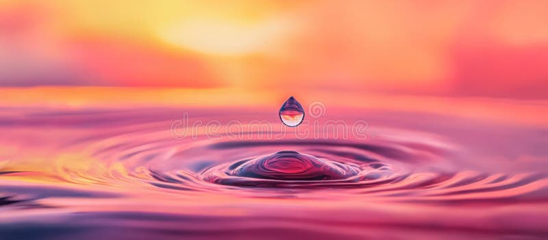 A Single Water Drop Falls into Still Water Creating a Ripple Effect ...