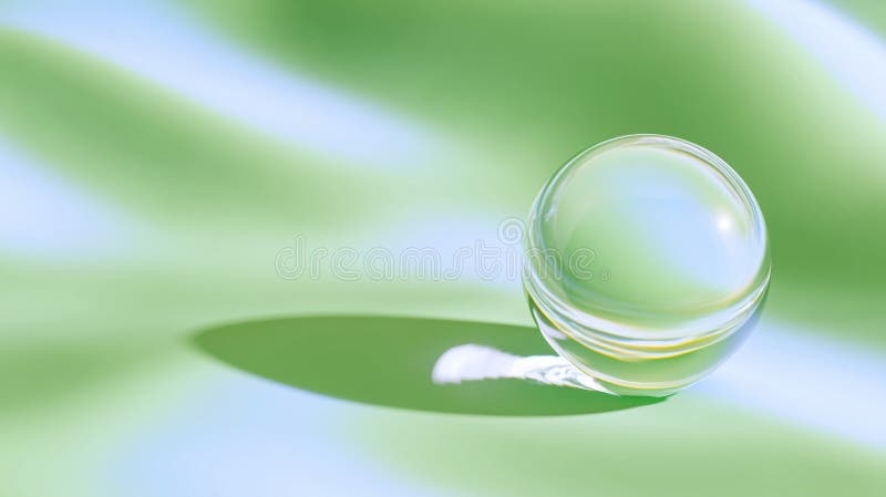 Single Water Drop on Green Surface with Reflection Stock Image - Image ...