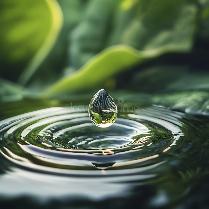 Single Water Drop on Leaf Symbolizing Environmental Sustainability ...