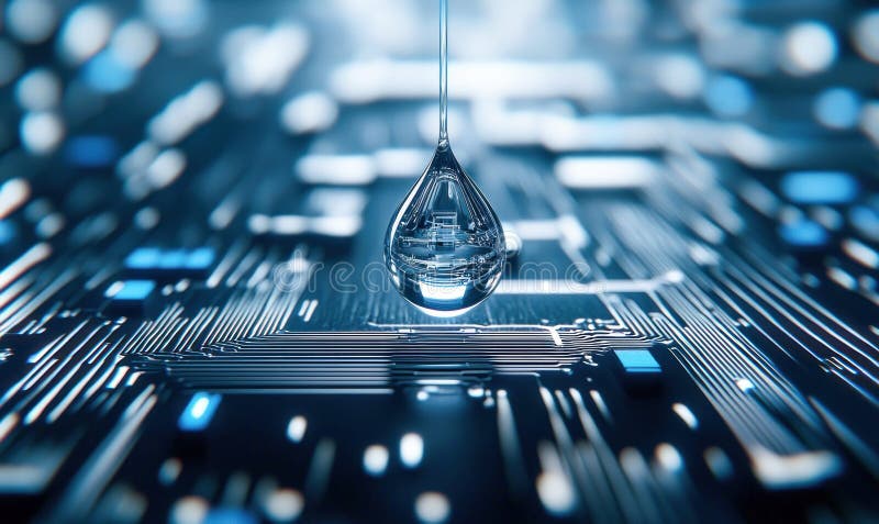 A Single Water Drop Levitates Above a Complex, Illuminated Circuit ...