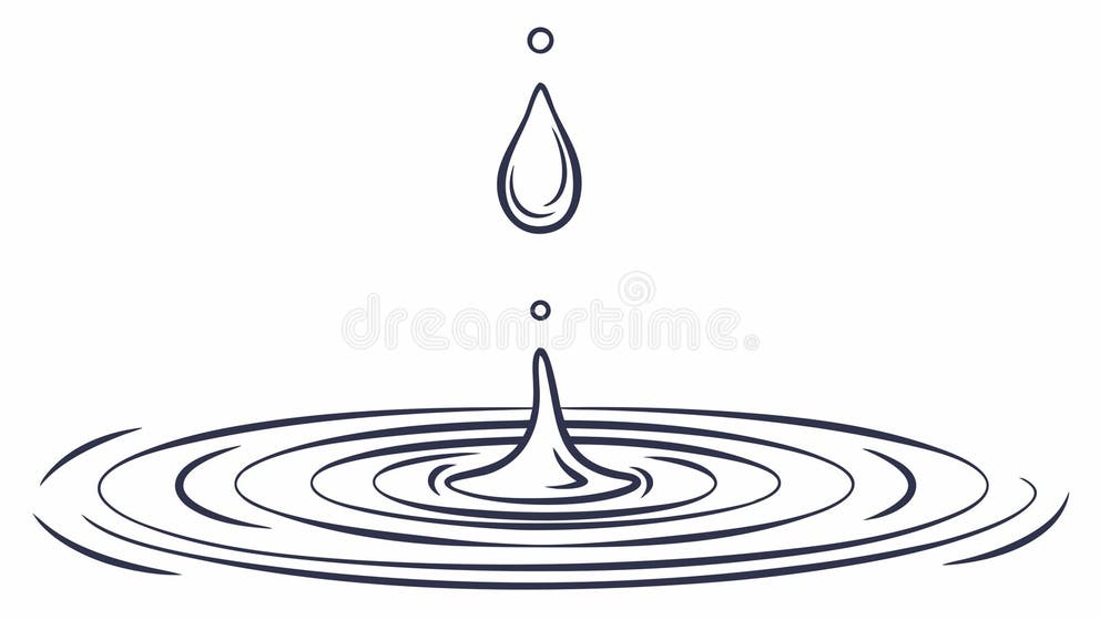 Single Water Drop Making Ripples, Impact and Effect, Vector Design ...