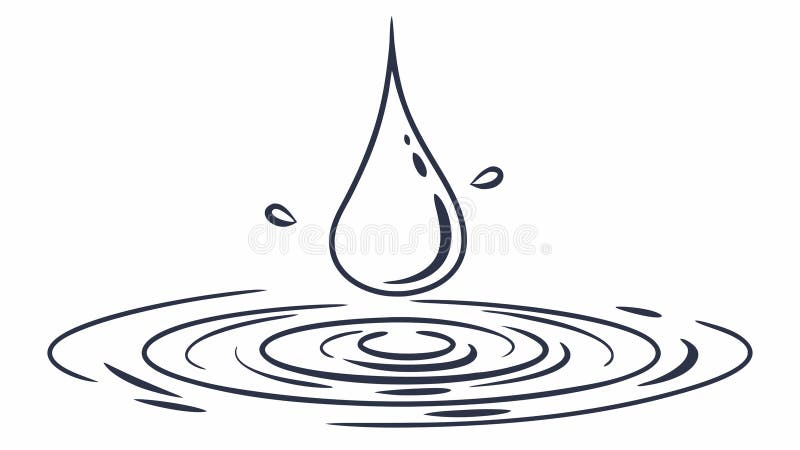 Single Water Drop with Ripple Effect Outline Vector, Vector Design ...