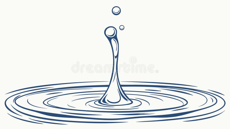 Single Water Drop Splash, Ripple Effect in Water Vector Design ...