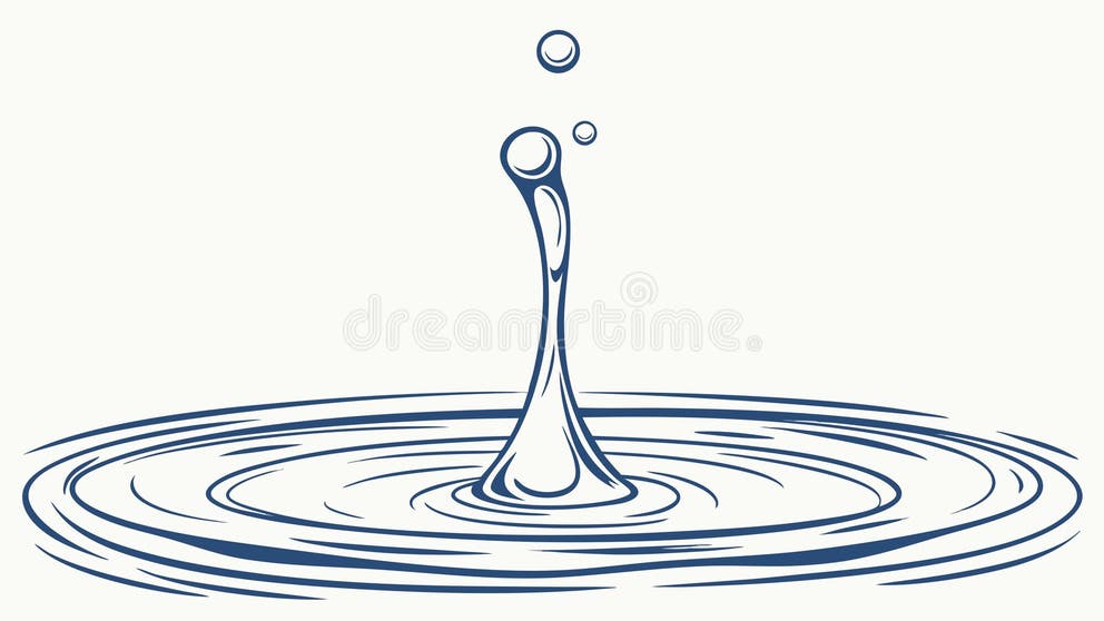 Single Water Drop Splash, Ripple Effect in Water Vector Design ...