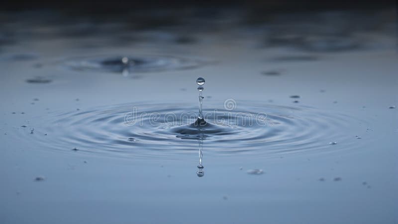 Single Water Droplet Creates Crown Splash on Pond Surface Stock ...