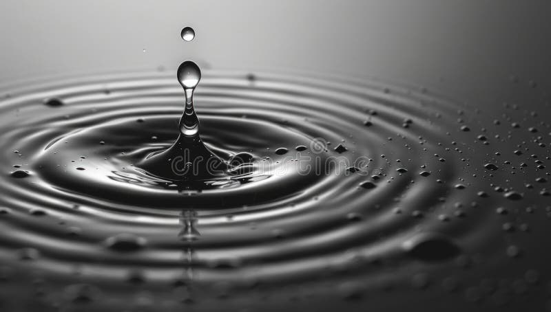 A Single Water Droplet Creates a Perfect Splash with Ripples Emanating ...