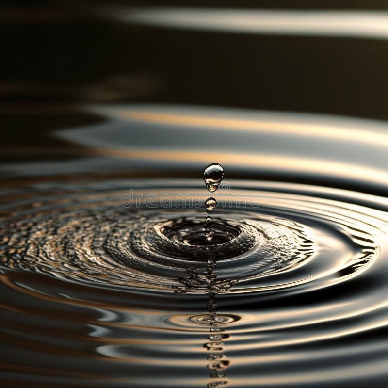 Single Water Droplet Creating a Ripple Effect in a Pool of Water, AI ...