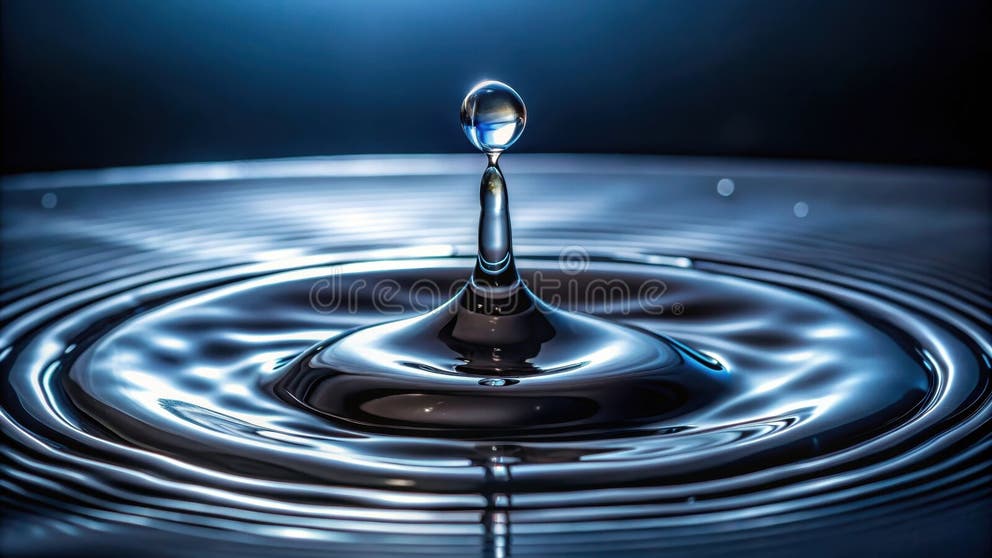 A Single Water Droplet Impacting a Still Surface, Creating Concentric ...