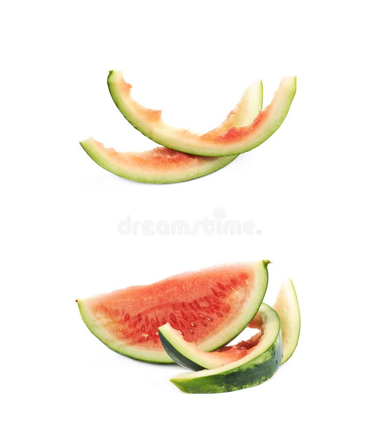 Single Watermelon Rind Isolated Stock Photo - Image of dessert, pulp ...