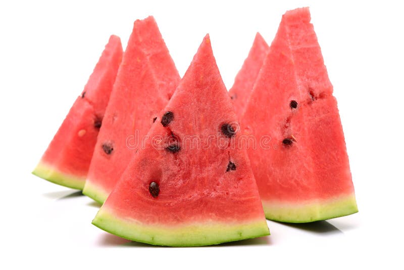 Single Watermelon Triangular Slice Isolated on White Background Stock ...