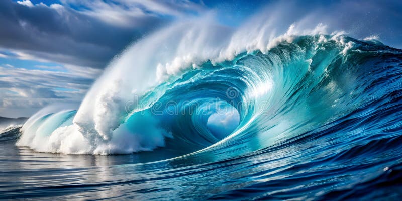 A Single Wave Breaking in the Middle of the Deep Ocean Stock ...